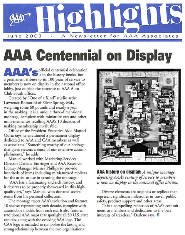 AAA 100th Anniversary Retrospective Artwork - One Of A Kind Art Studio